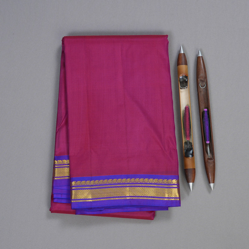 Hayagrivas Dark Pink Handloom Kanjivaram Silk Saree with Purple Border ...