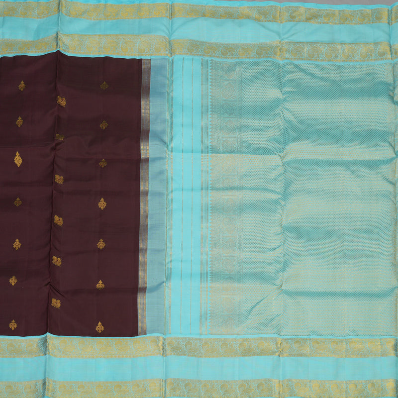 Hayagrivas Paaku shade Pure Ten Yards Silk Madisar with Powder Blue bo ...