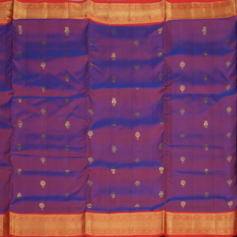 Hayagrivas Handloom Dual Tone (Purple & Maroon) Ten Yards Silk Madisar ...