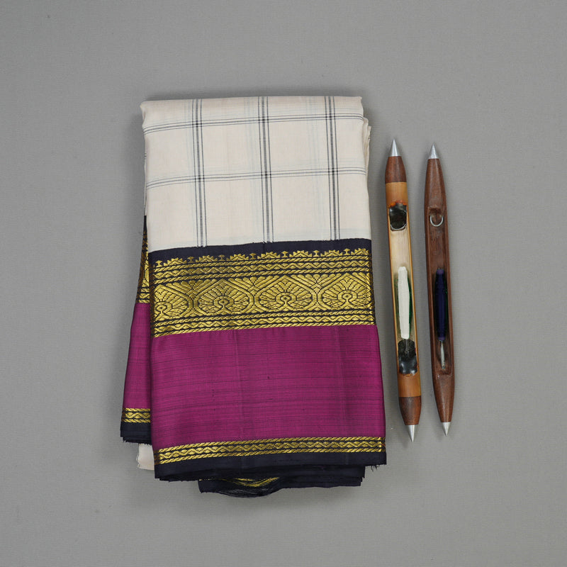 Hayagrivas Handloom Cream Kanjivaram Silk Saree with Black contrast KB ...