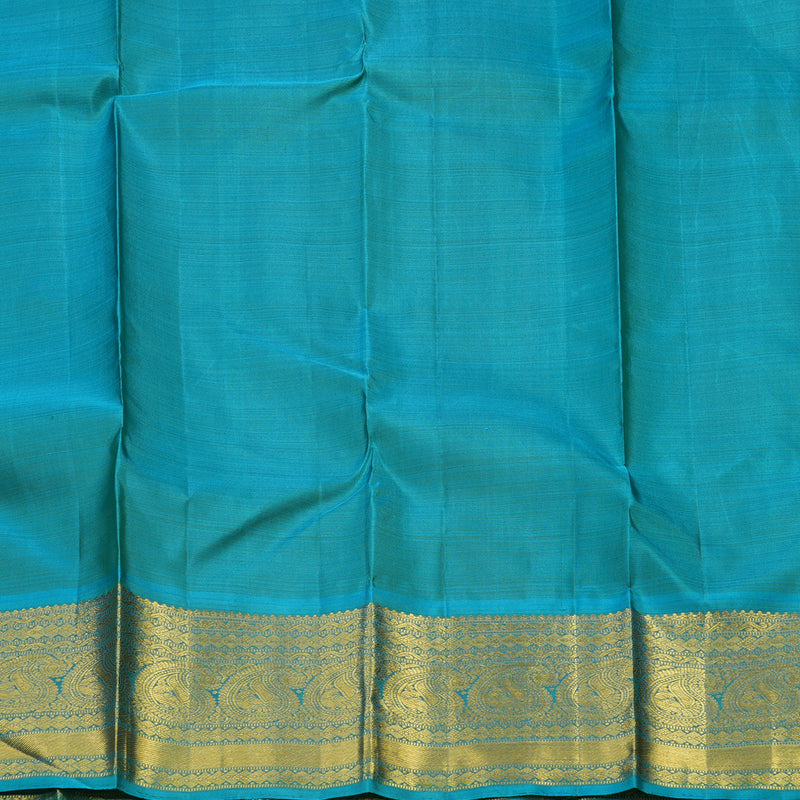 Hayagrivas Handloom Yellow Kanjivaram Silk Saree with Ananda Blue bord ...