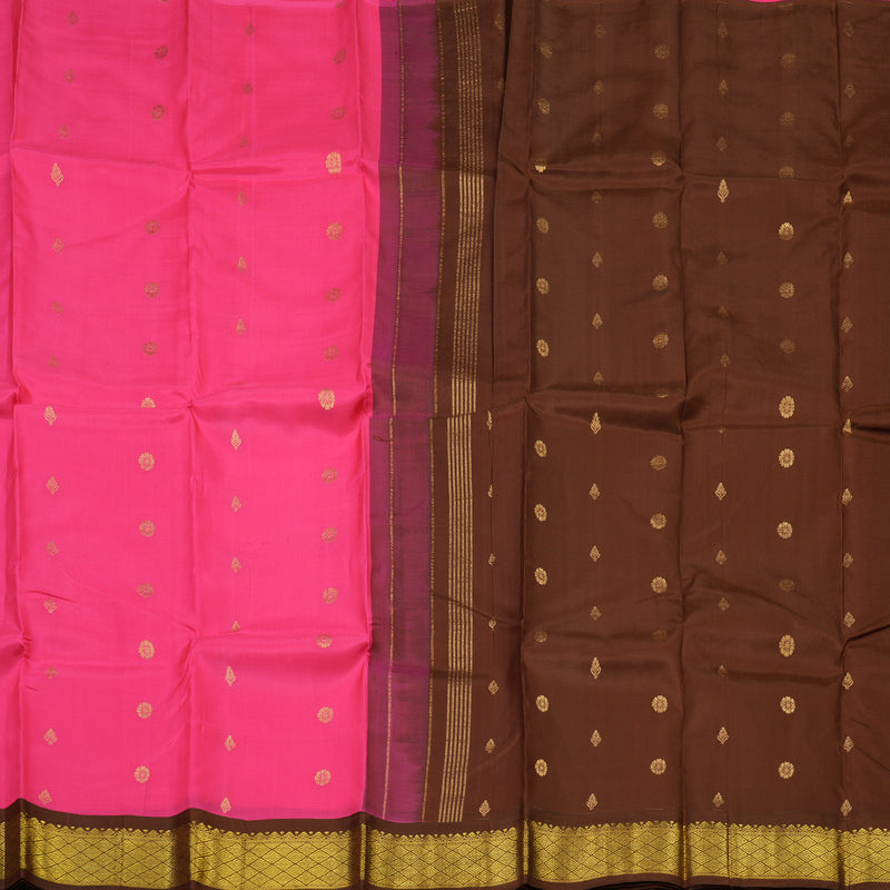 Hayagrivas Bright Pink Pure One-sided Border Kanjivaram Silk Saree KBE ...