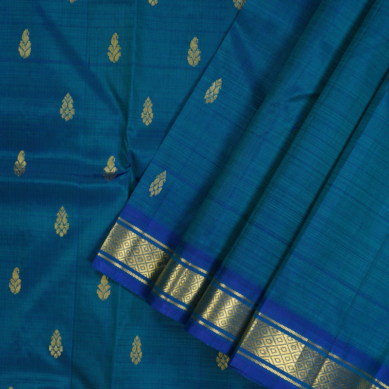 Hayagrivas Rama Green Pure One-sided Border Kanjivaram Silk Saree KBE2 ...