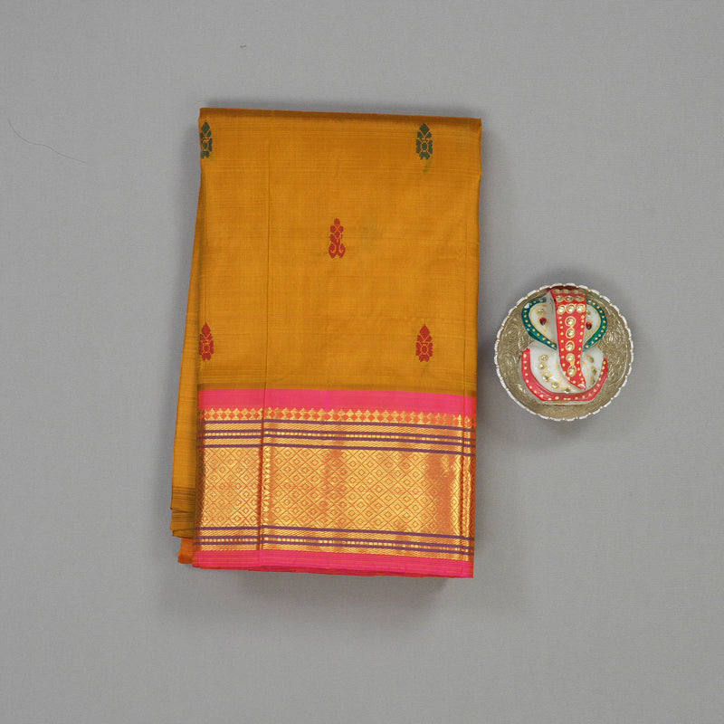Hayagrivas Kilangu Manjal Pure One-sided Border Kanjivaram Silk Saree ...
