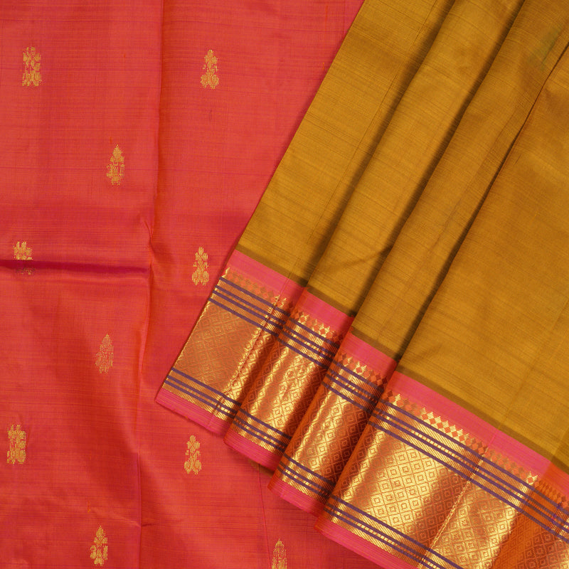 Hayagrivas Kilangu Manjal Pure One-sided Border Kanjivaram Silk Saree ...