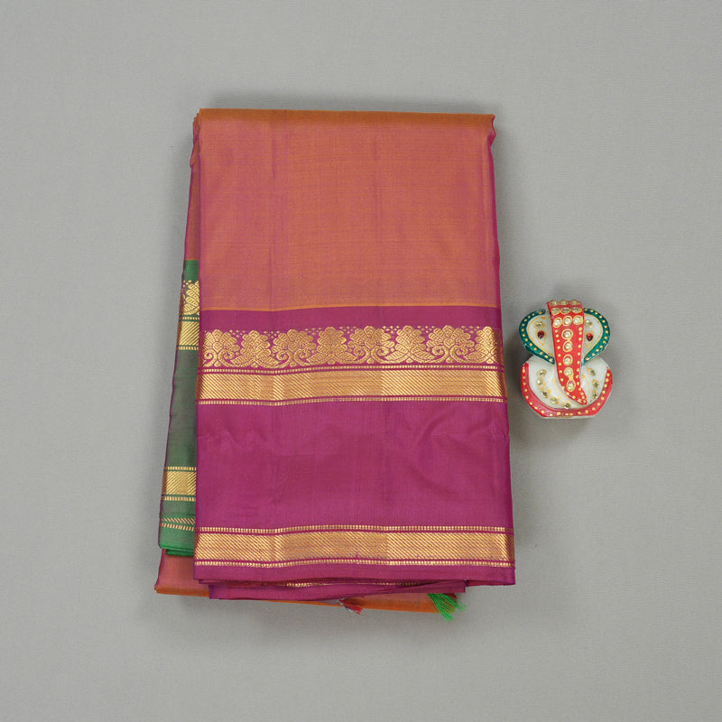 Hayagrivas Handloom Kanjivaram silk saree in Classic Dual tone Ganga j ...