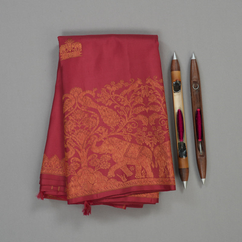 Hayagrivas Exclusive Bridal Kanjivaram Silk Saree in Monotoned shade o ...