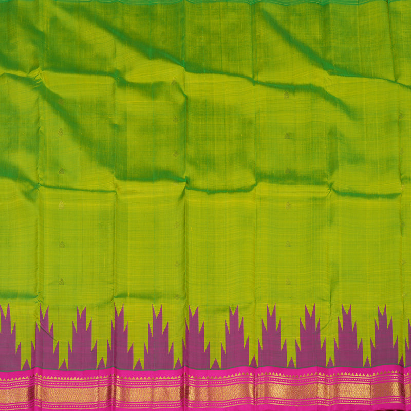 Hayagrivas Fluorescent Green One-sided Border Kanjivaram Silk Saree KB ...